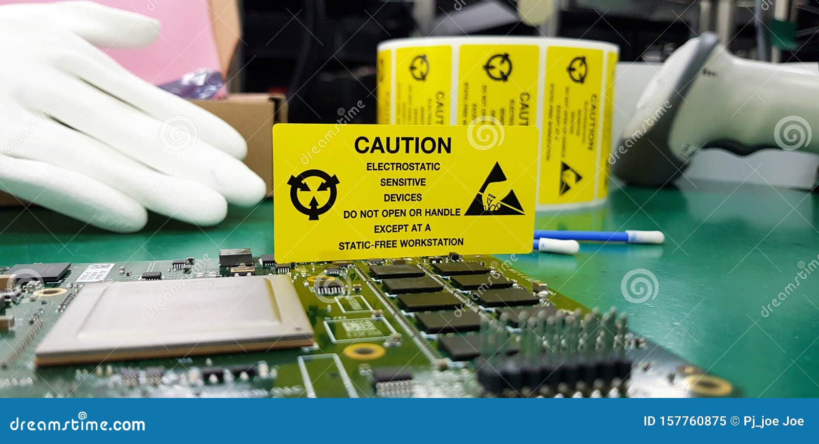 The Yellow CAUTION Label for Electrostatic Sensitive Devices ESD on ...