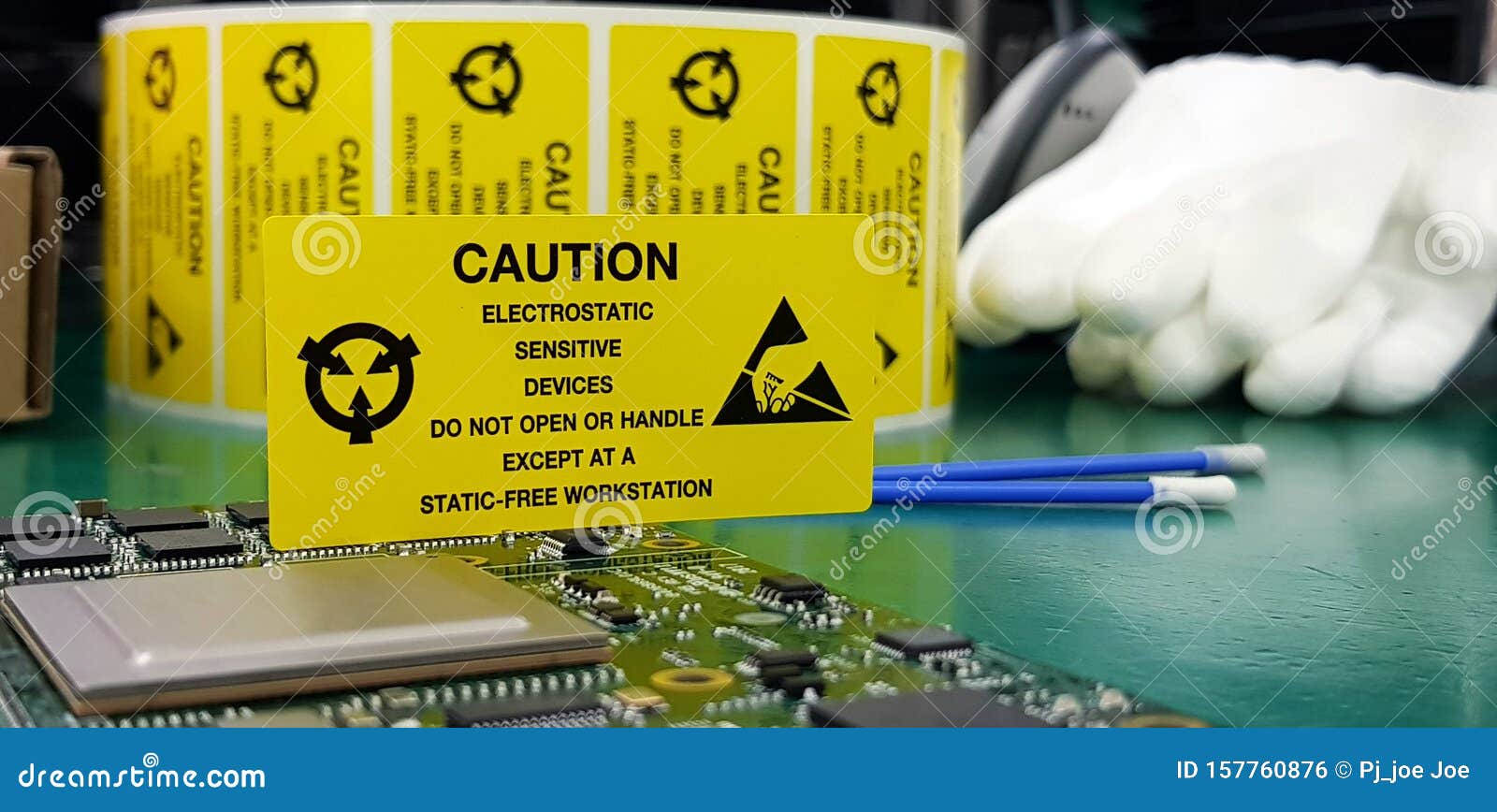 The Yellow CAUTION Label for Electrostatic Sensitive Devices ESD on ...
