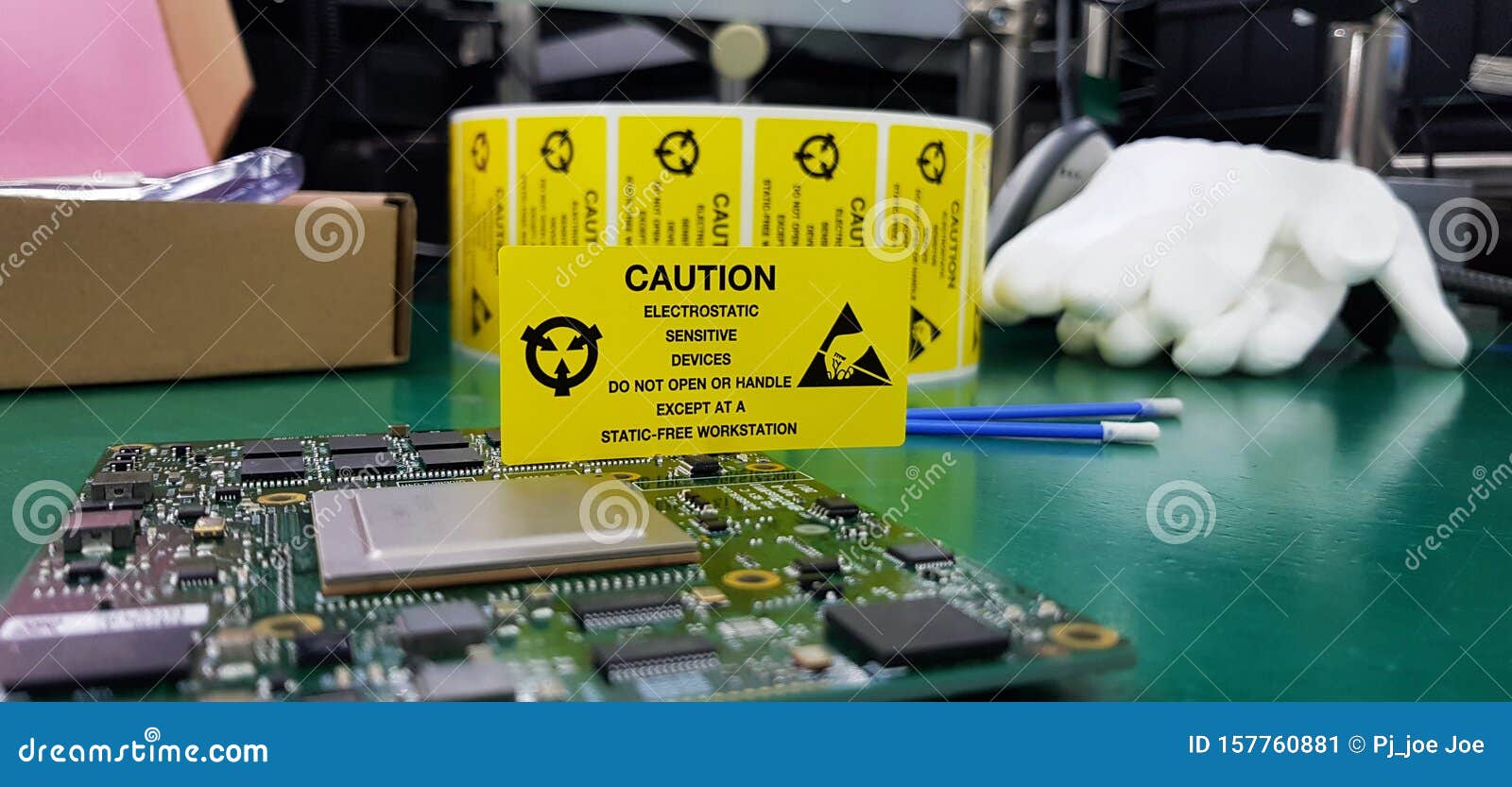 The Yellow CAUTION Label for Electrostatic Sensitive Devices ESD on ...