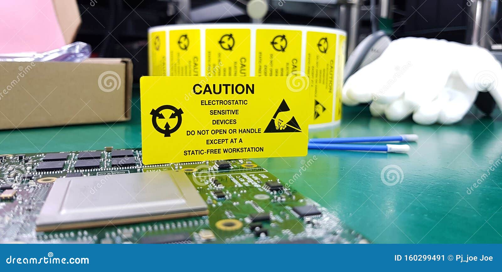 The Yellow CAUTION Label for Electrostatic Sensitive Devices ESD on ...