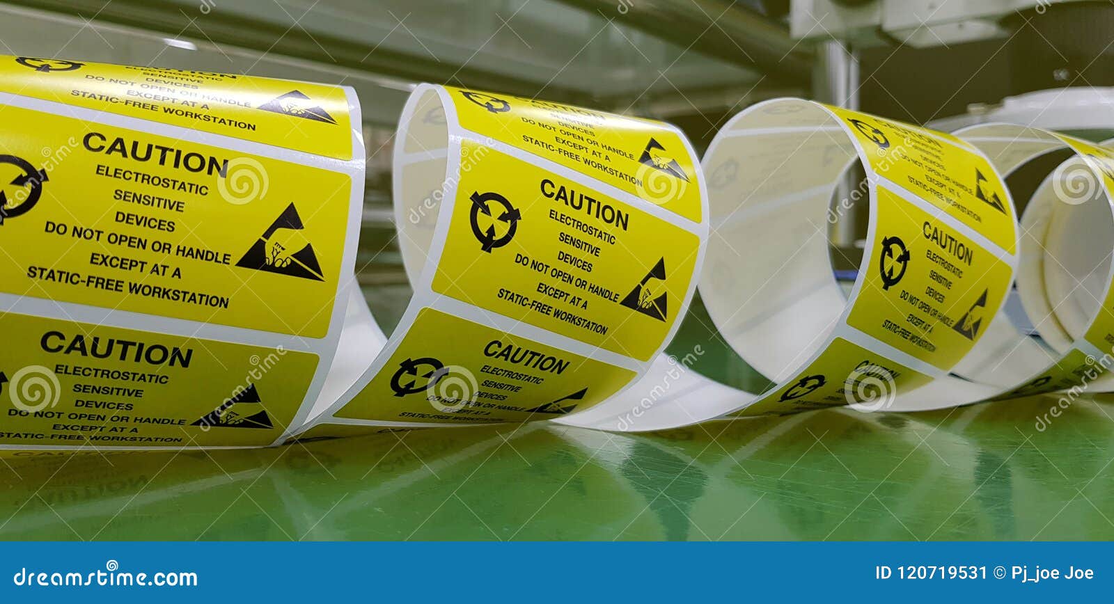 Yellow Caution Label,Special Label Symbol for Electrostatic Sens Stock ...