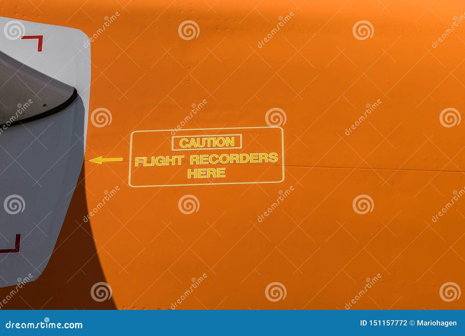 Yellow Caution Sign on Airplane Fuselage `caution Flight Recorders Here ...
