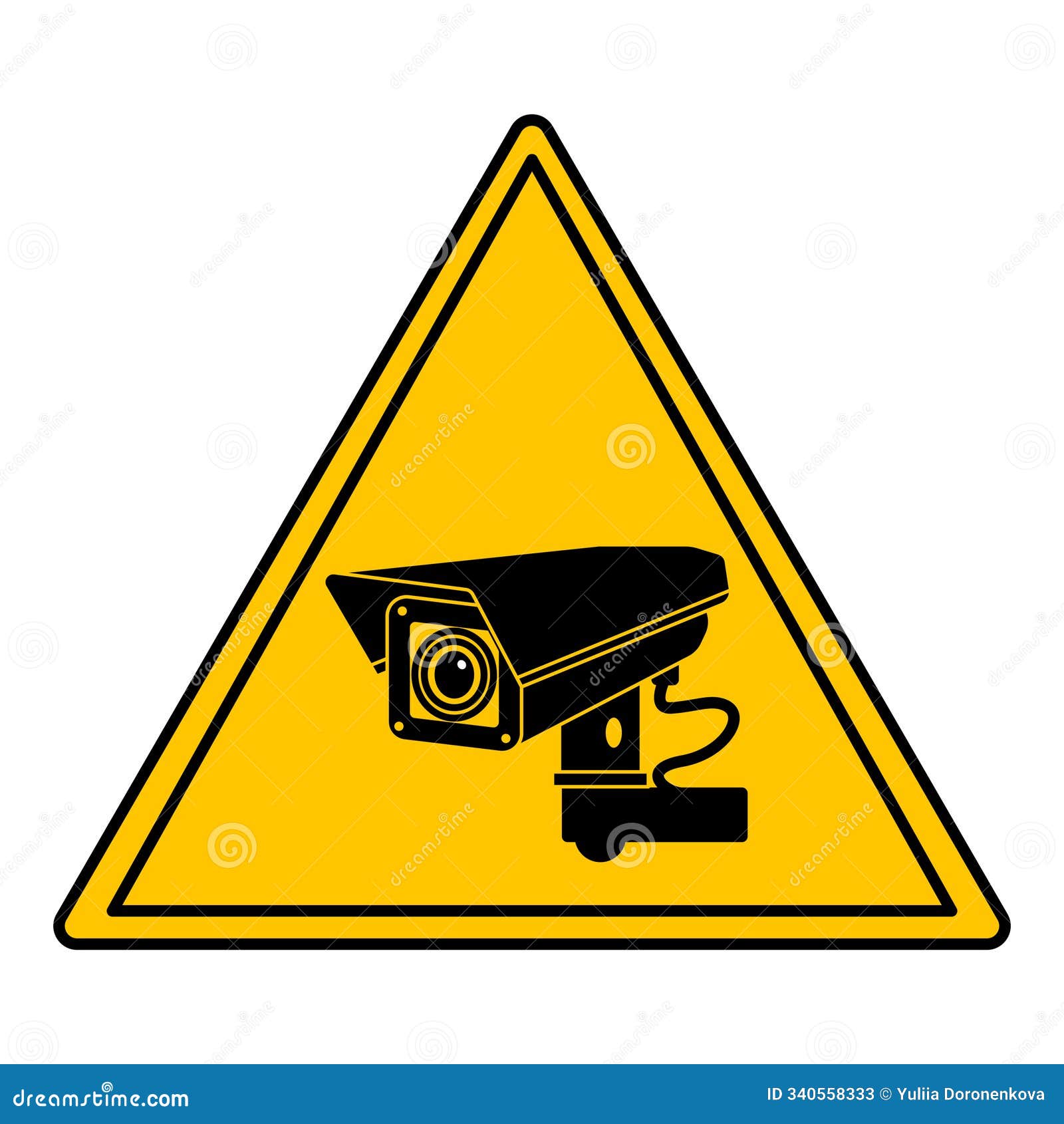 Yellow CCTV Warning Sign. stock illustration. Illustration of area ...