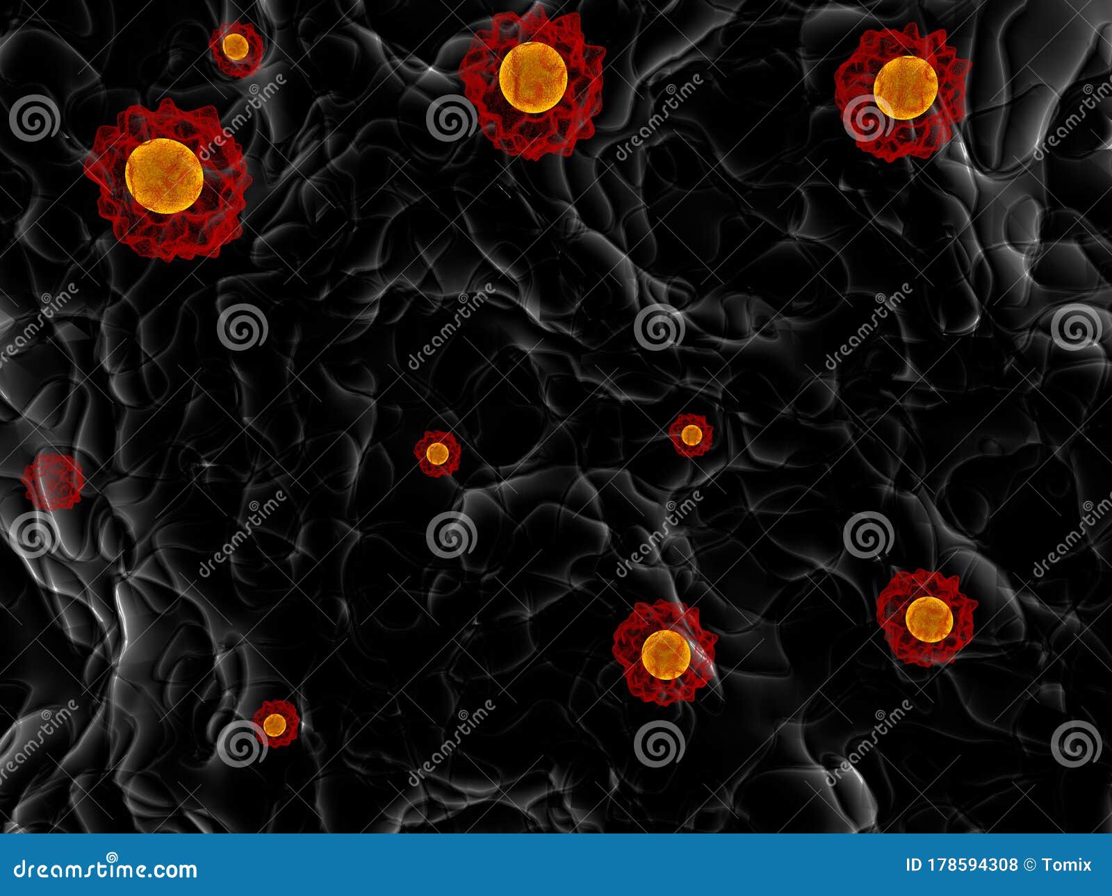 Yellow Cells Captured by Coronaviruses Stock Illustration ...