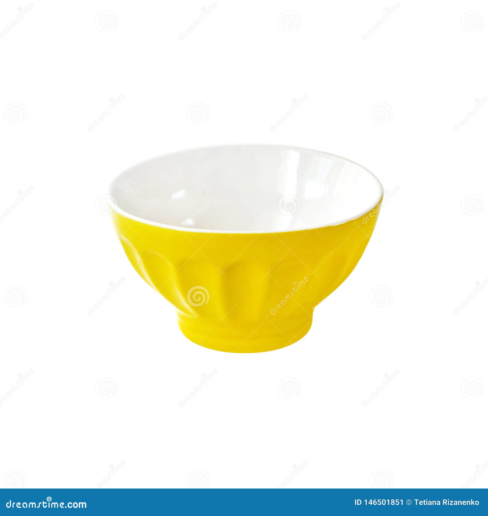 Yellow Ceramic Bowl Isolated on White Background Stock Image - Image of ...