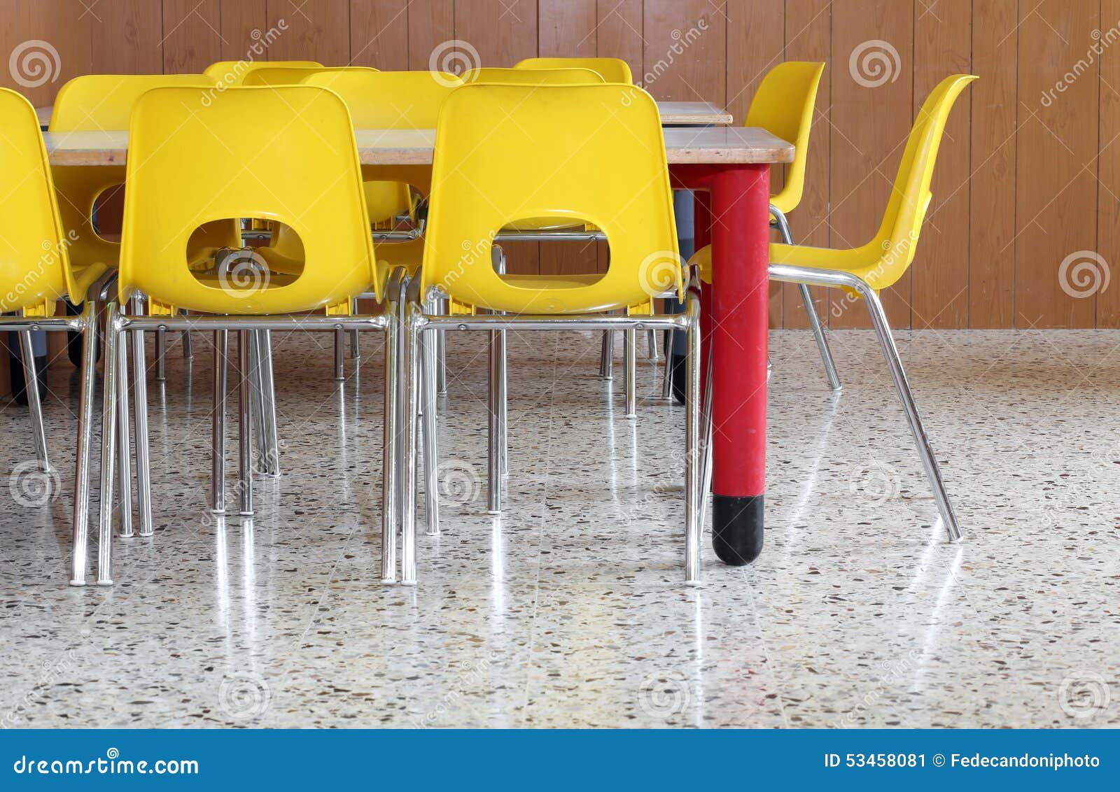 Yellow Chairs and Tables in the Kindergarten Stock Image - Image of ...