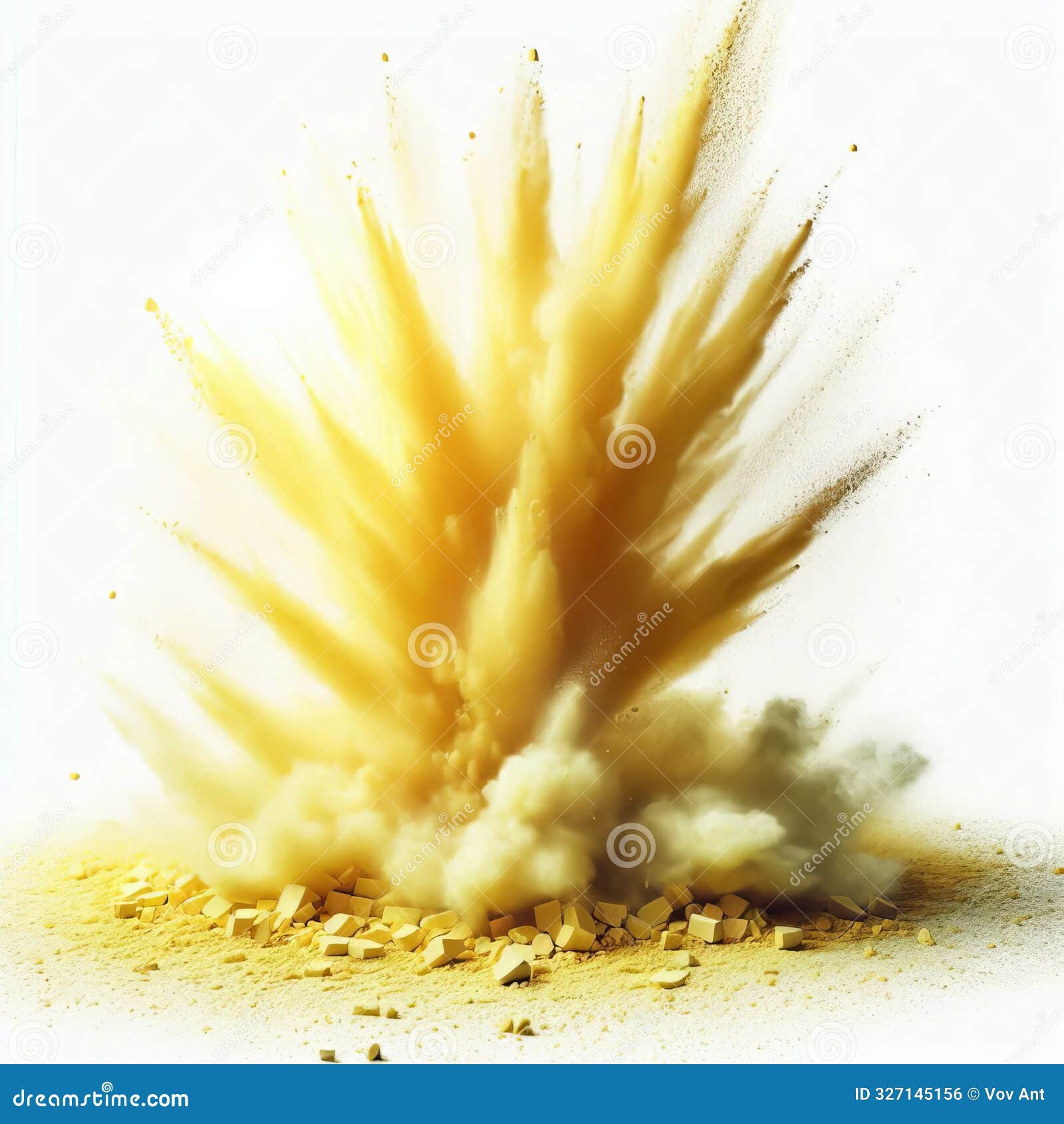 Yellow Chalk Pieces and Dust Flying, Exploding in a Bright, Sun Stock ...
