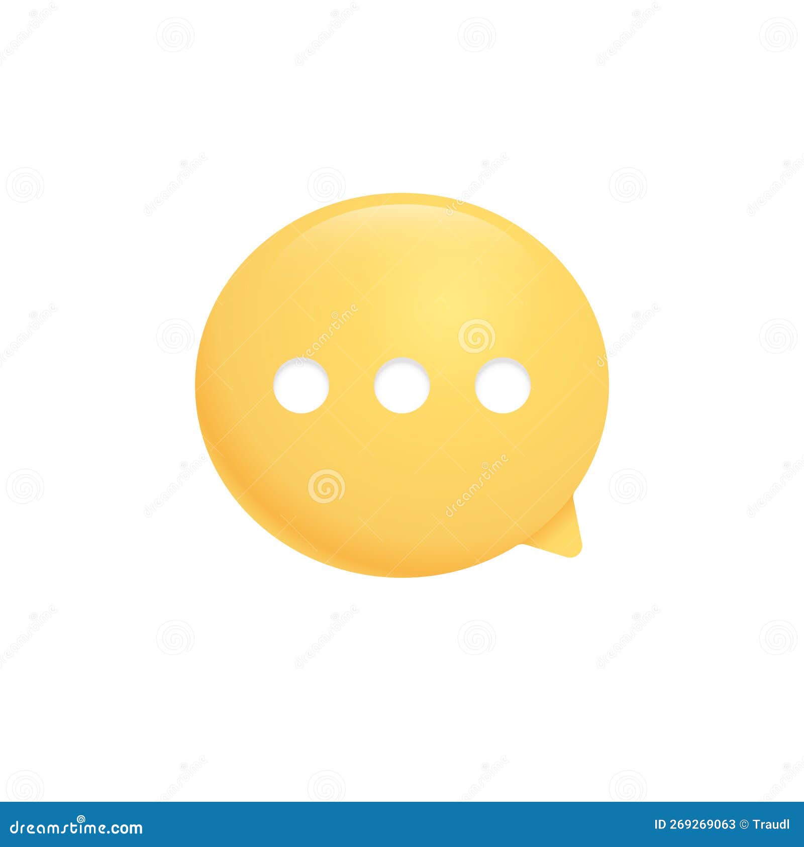 Yellow Chat Bubble in Skeuomorphic Style. Vector Illustration. Stock ...