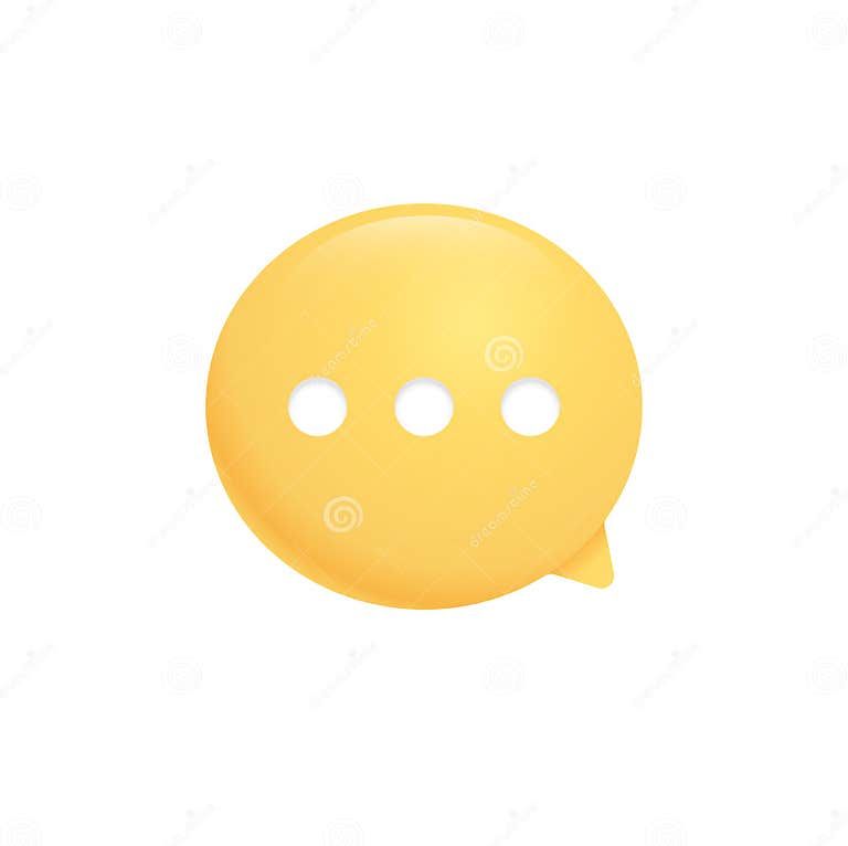 Yellow Chat Bubble in Skeuomorphic Style. Vector Illustration. Stock ...
