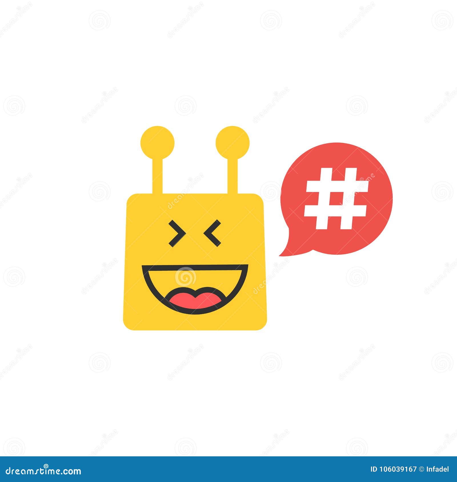 Yellow Chatbot with Hashtag in Red Speech Bubble Stock Vector ...