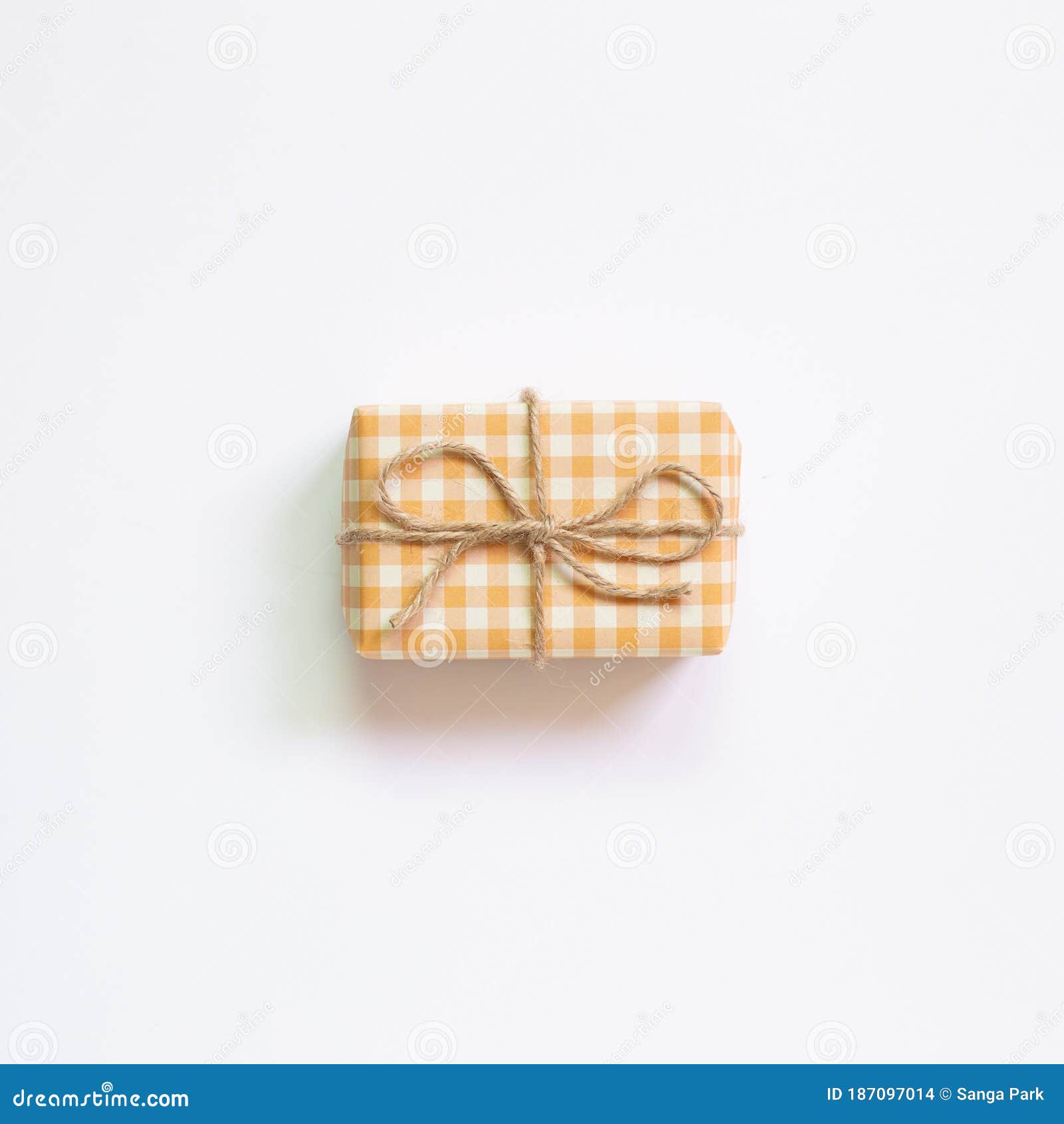 Yellow Check Pattern Gift Box Isolated On White Background Stock Photo ...
