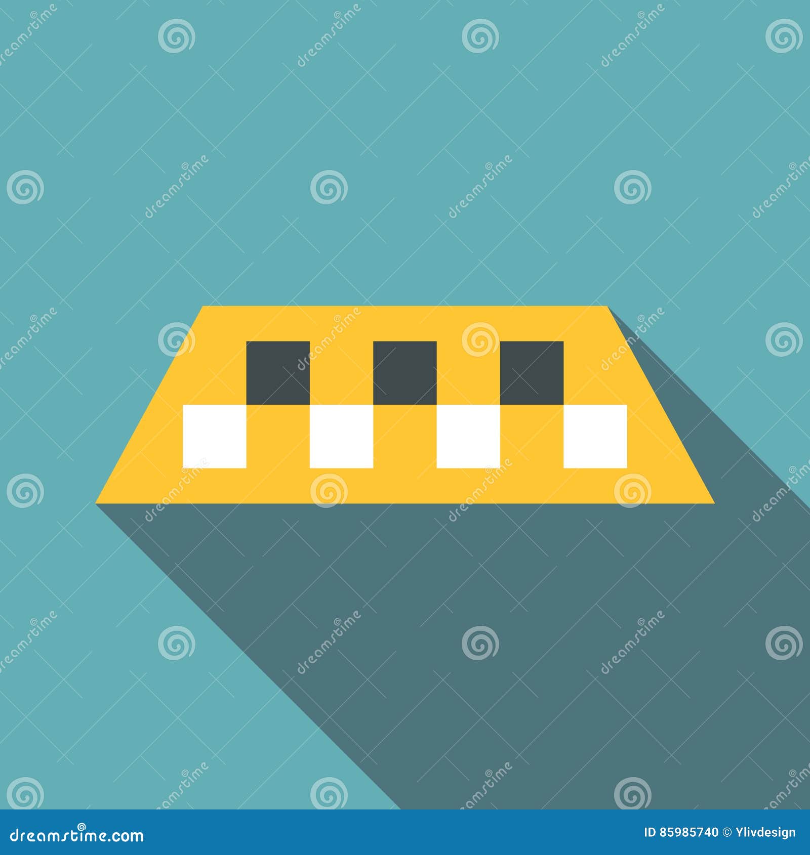 Yellow Checker Taxi Icon, Flat Style Stock Vector - Illustration of ...