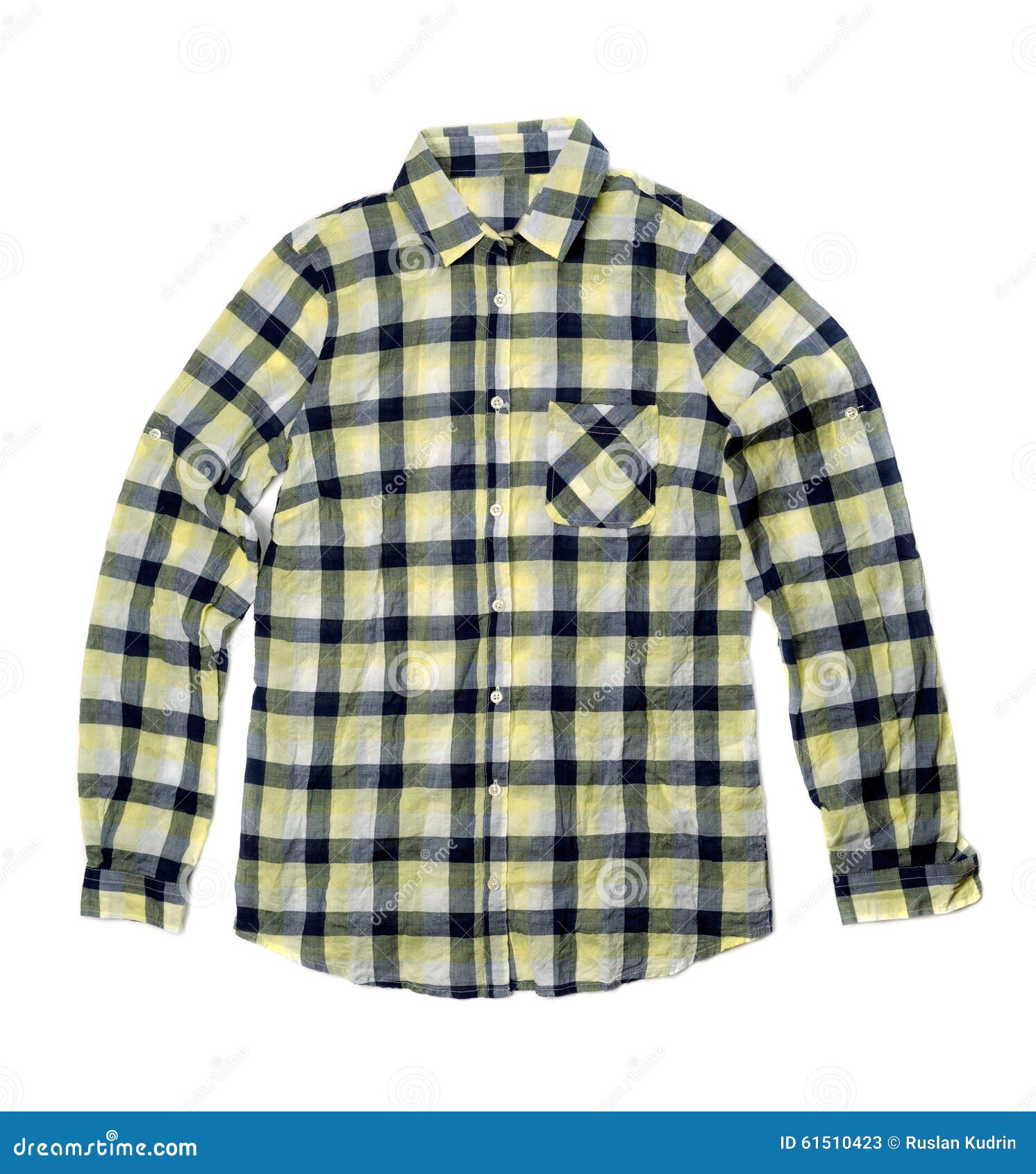 Yellow checkered shirt. stock image. Image of shirt, fashionable - 61510423
