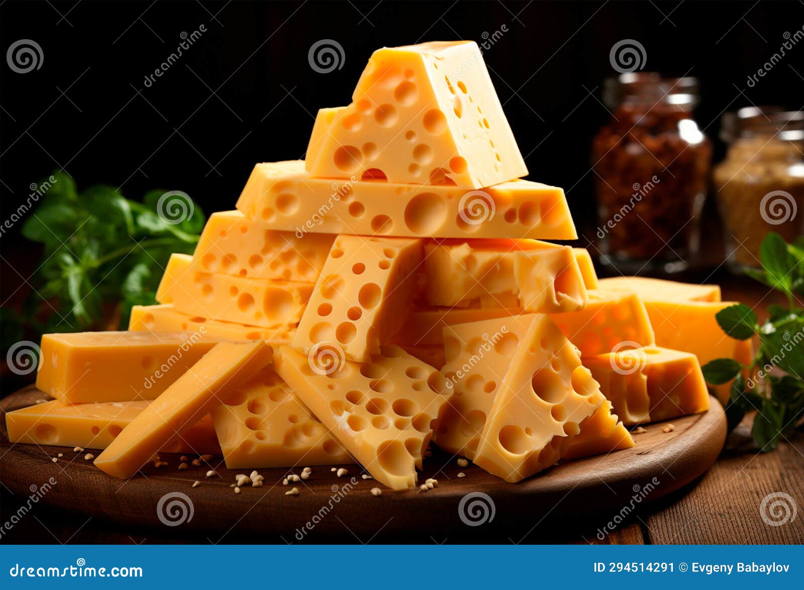 Yellow Cheese Cubes Stacked in Random Order on a Black Background - AI ...