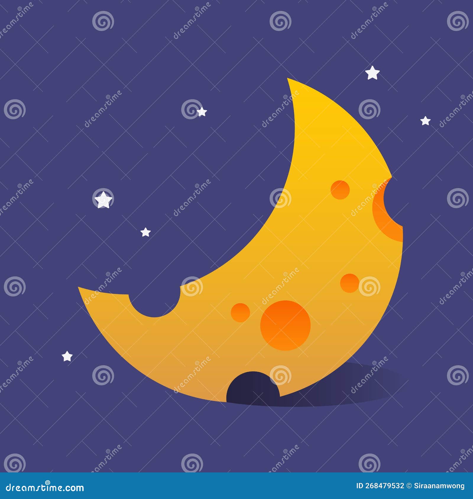 Yellow cheese moon stock illustration. Illustration of dairy - 268479532