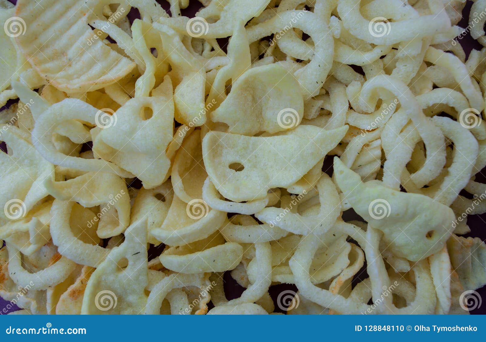 Yellow Cheese and Potato Chips Snacks Scattered Stock Photo - Image of ...