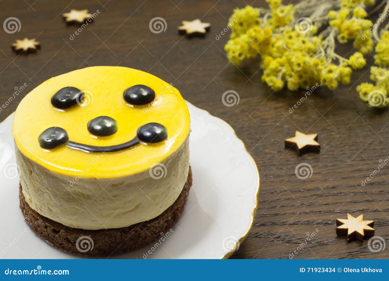 Yellow Cheesecake, Icons Star on Table Stock Photo - Image of romance ...