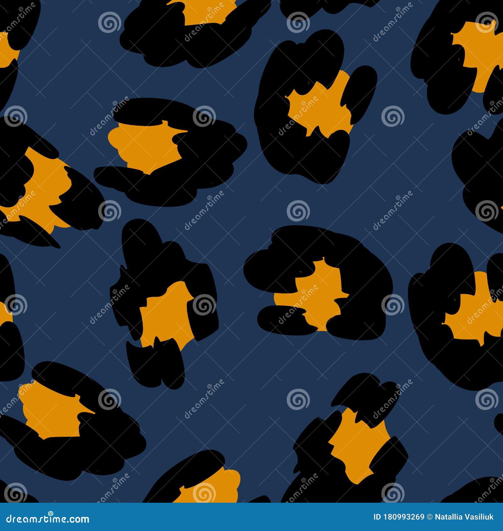 Yellow Cheetah Vector Seamless Pattern Blue Stock Vector - Illustration ...