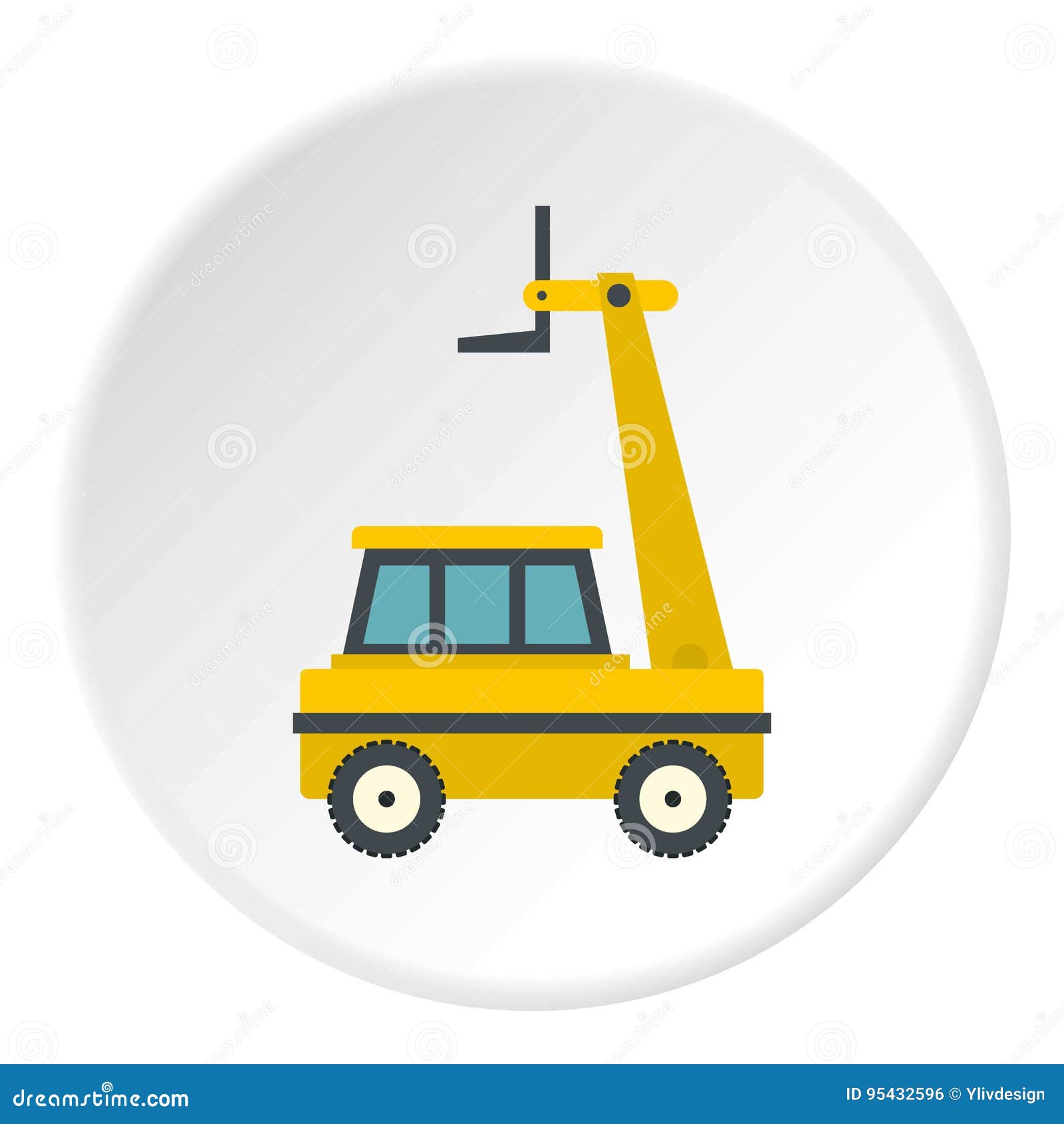 Yellow Cherry Picker Icon Circle Stock Vector - Illustration of bucket ...