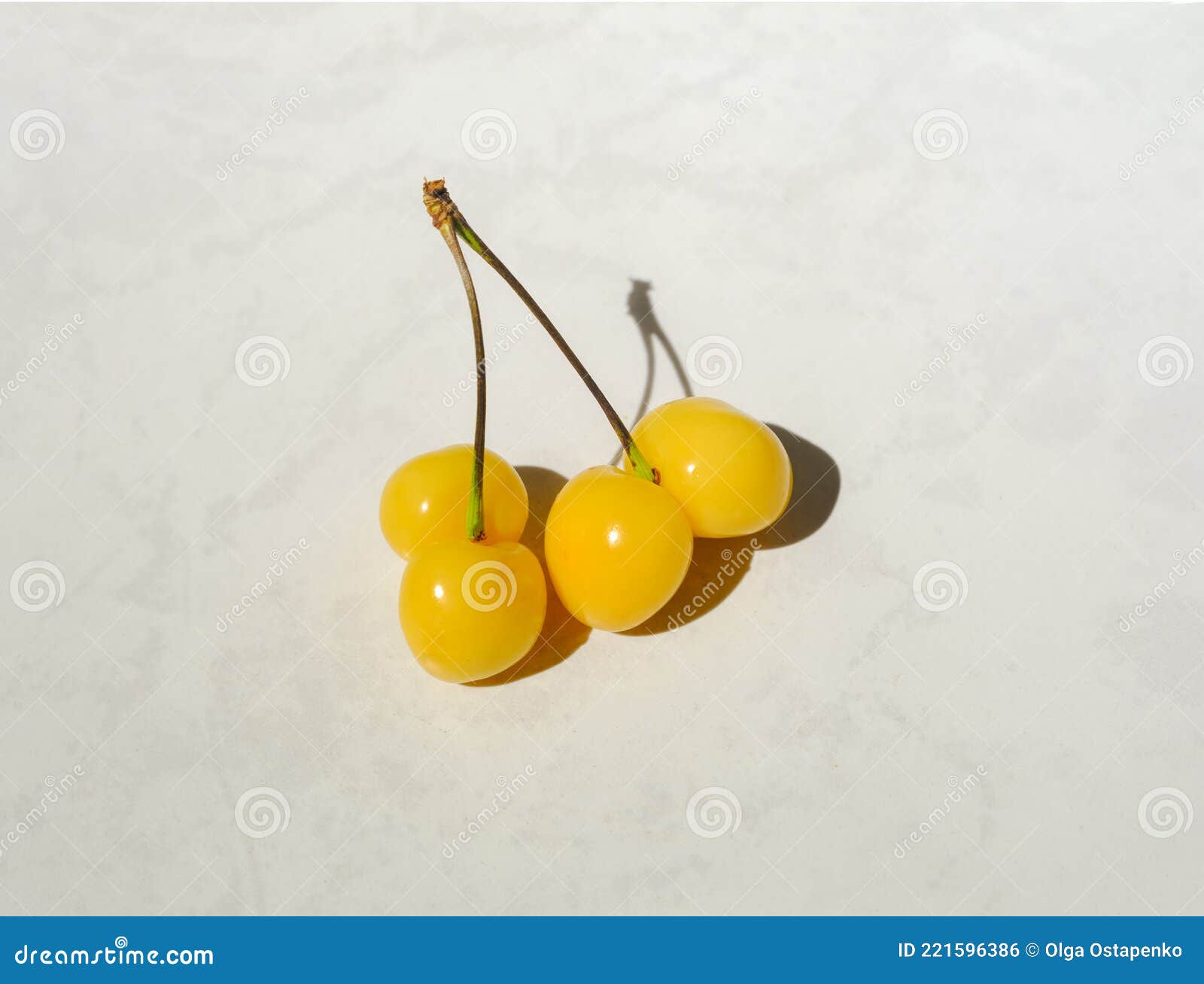 Yellow Cherry with Shadow on White Background Stock Photo - Image of ...