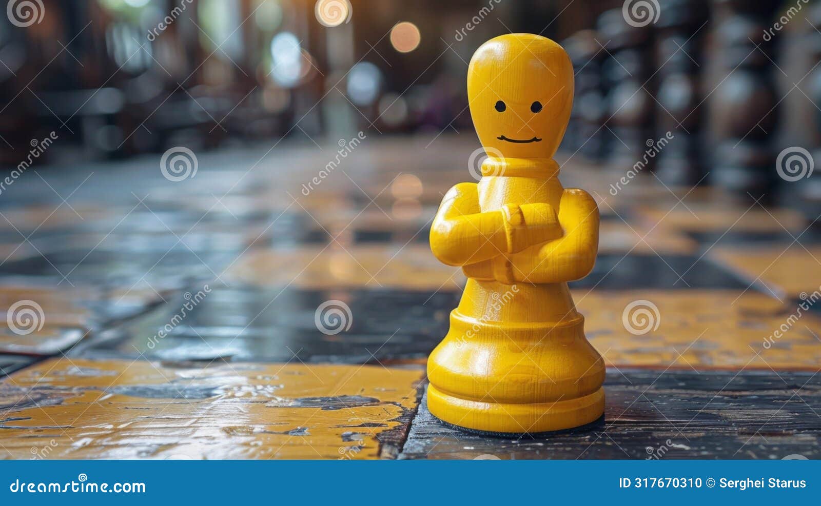 A Yellow Chess Piece with a Smiley Face on it Sitting in the Middle of ...
