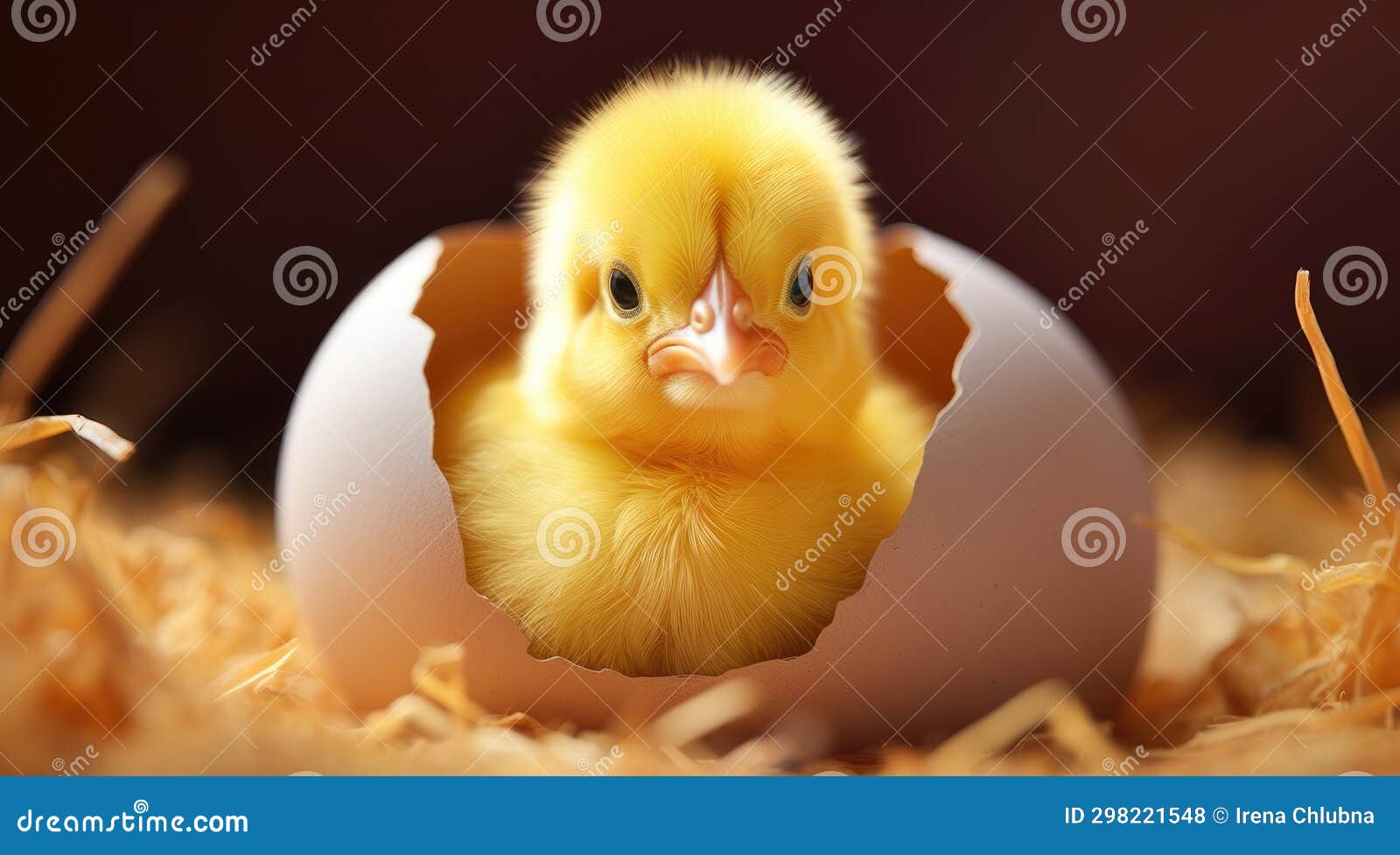 Yellow Chicken Hatching from Egg. Generative AI Stock Illustration ...