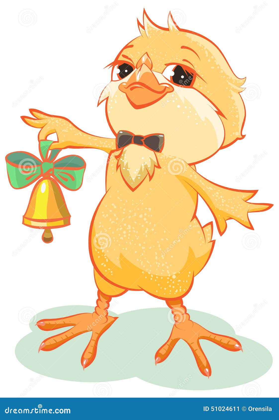 Yellow Chicken Rings the Bell Stock Vector - Illustration of young ...