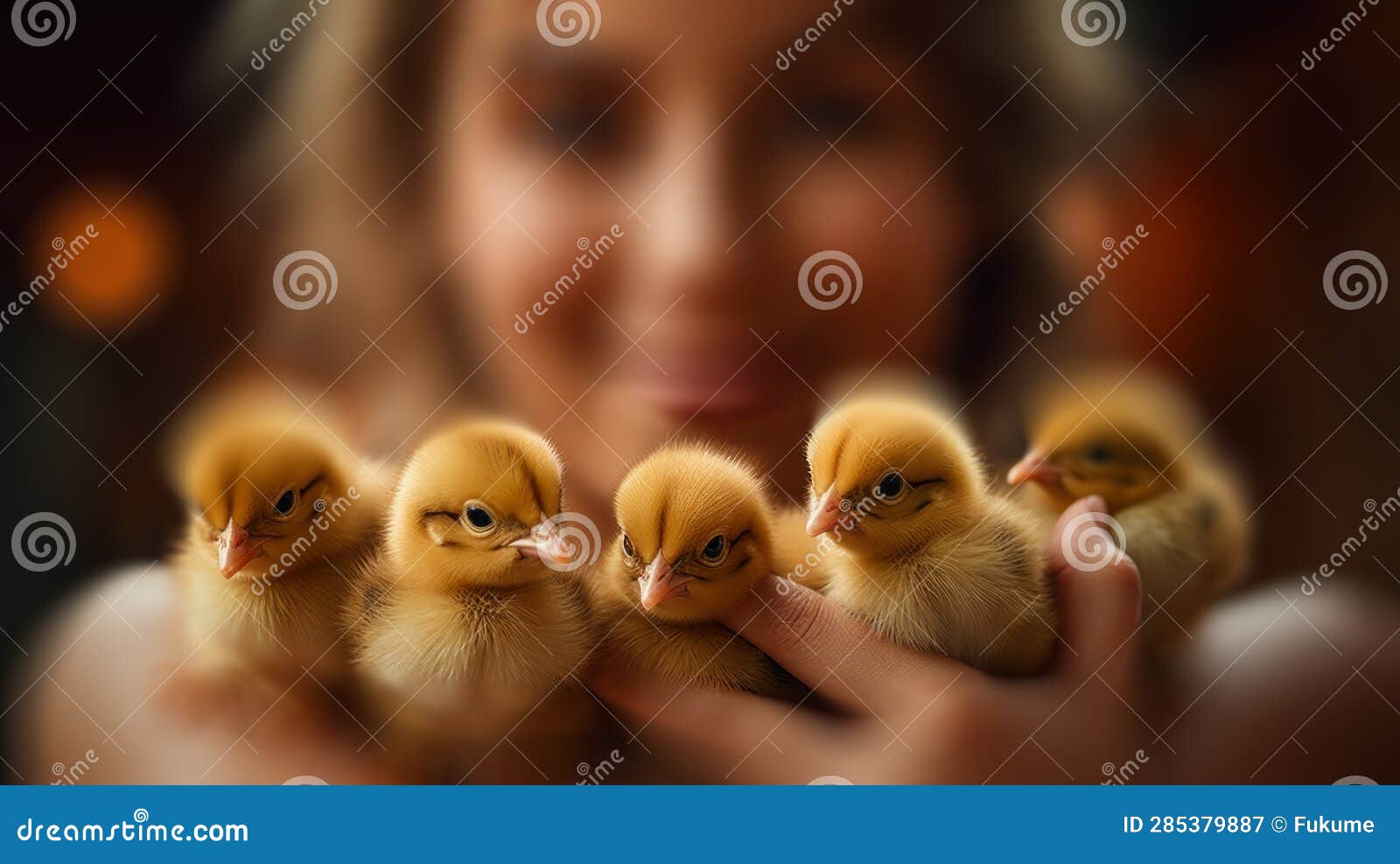Yellow Chicks in Female Hands Small Birds Generative Ai Stock Image ...