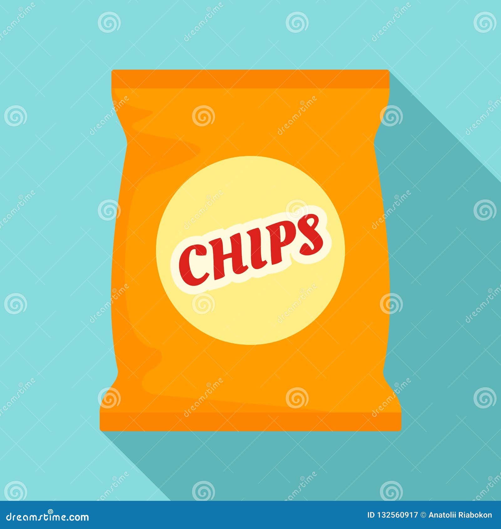 Yellow Chips Pack Icon, Flat Style Stock Vector - Illustration of ...