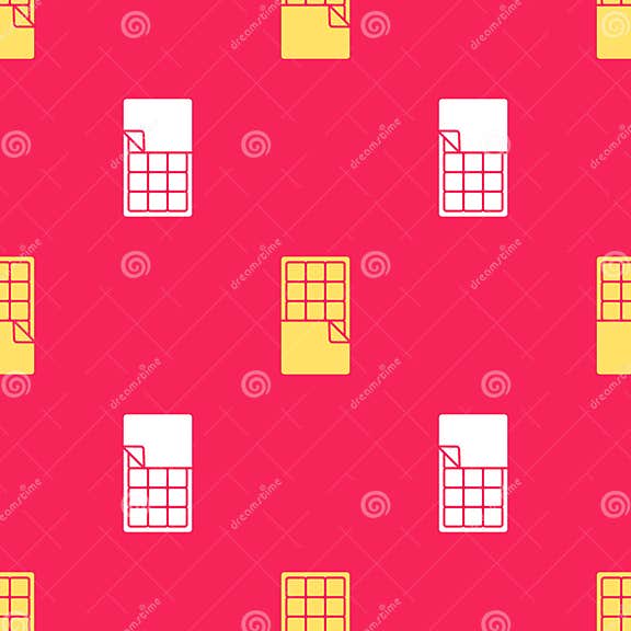 Yellow Chocolate Bar Icon Isolated Seamless Pattern on Red Background ...