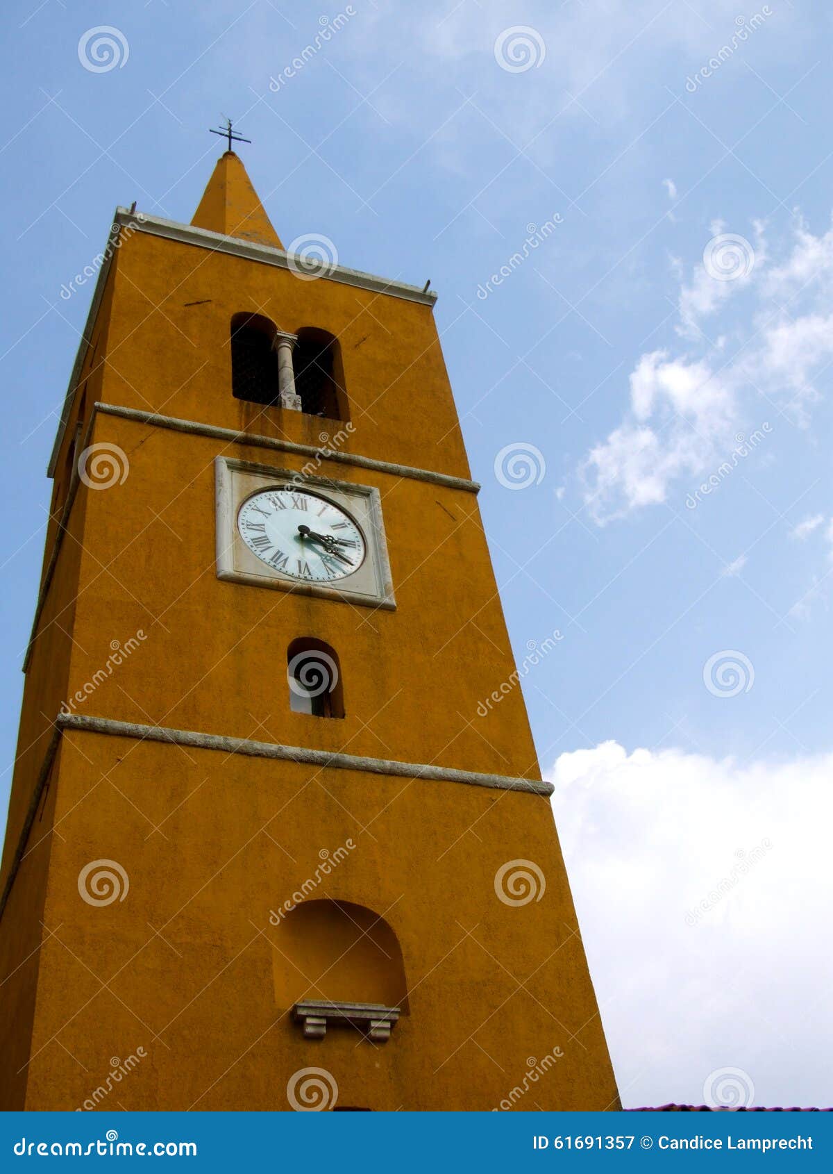 Yellow church tower stock image. Image of high, time - 61691357
