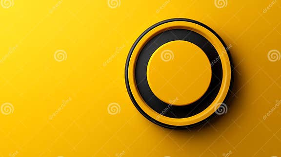 A Yellow Circle Button with a Black Ring Symbolizing Play Start Action ...