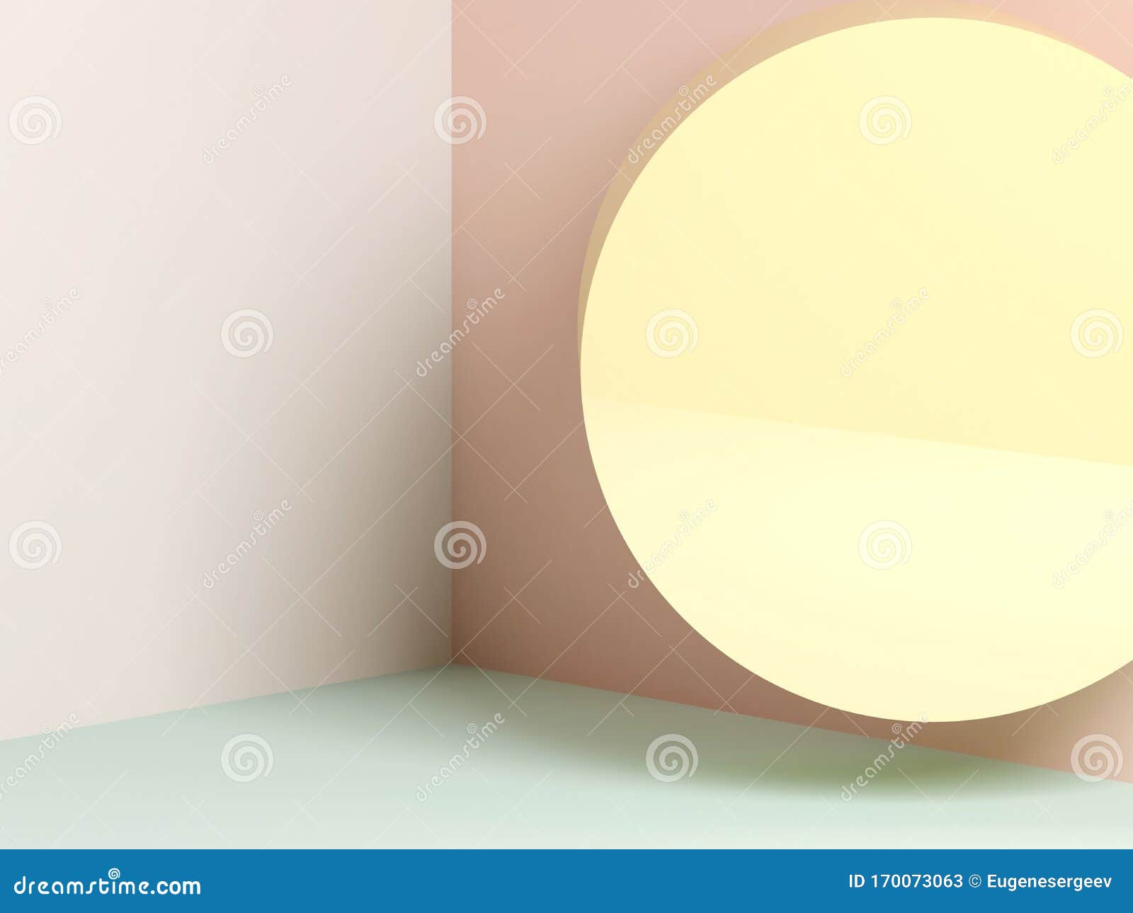 Yellow Circle in an Empty Abstract Interior, 3d Stock Illustration ...