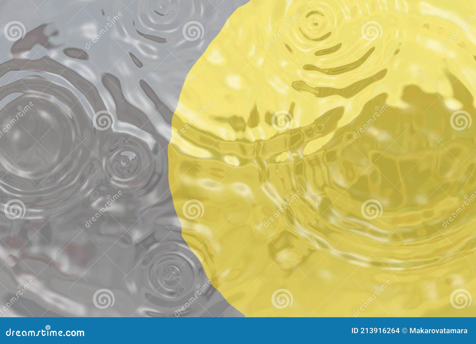 Yellow Circle on the Grey Background. Rain Drops in the Water Effect ...