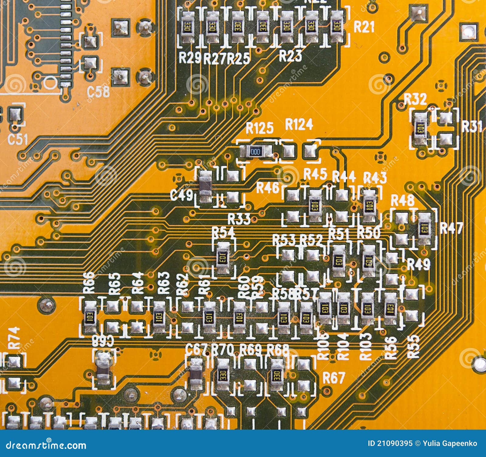 Yellow circuit board stock image. Image of joints, pollution - 21090395