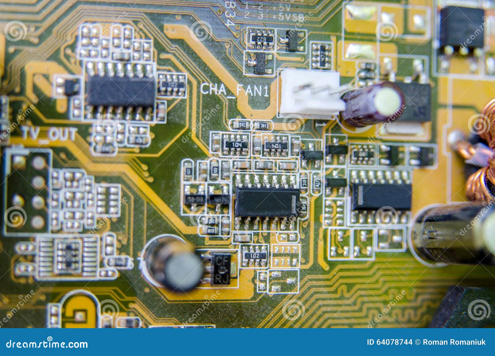 Yellow Circuit Board Texture Stock Photo - Image of electronic ...