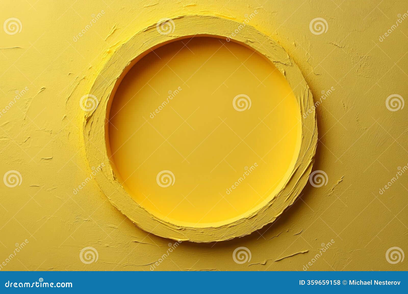 Yellow Circular Frame with Brushstrokes Texture on a Yellow Wall ...