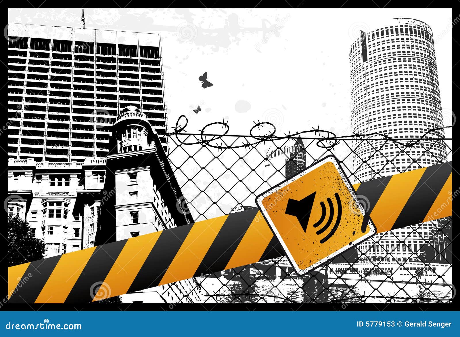 Yellow City Sign stock vector. Illustration of silhouette - 5779153