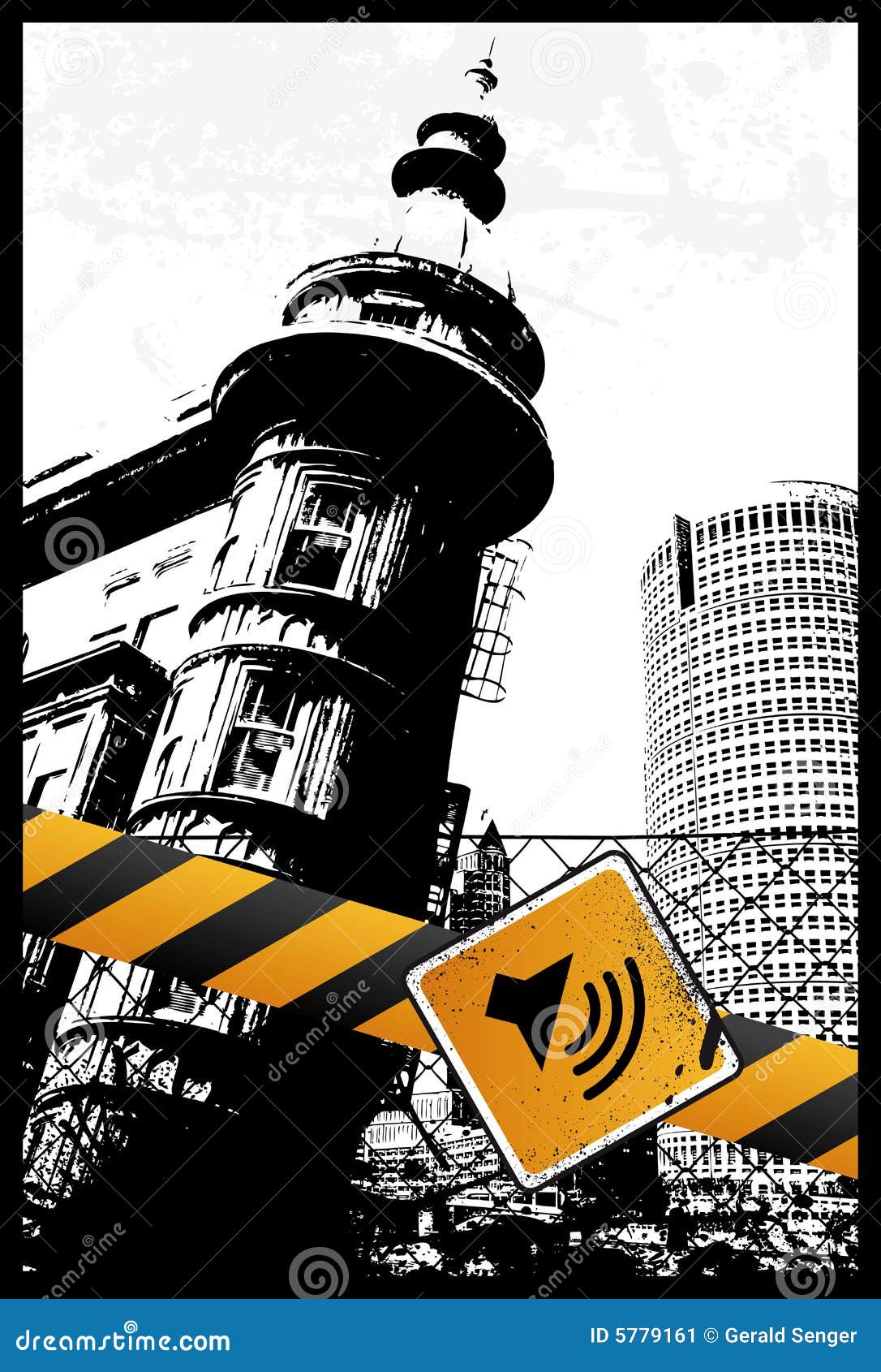 Yellow City Sign stock vector. Illustration of safety - 5779161