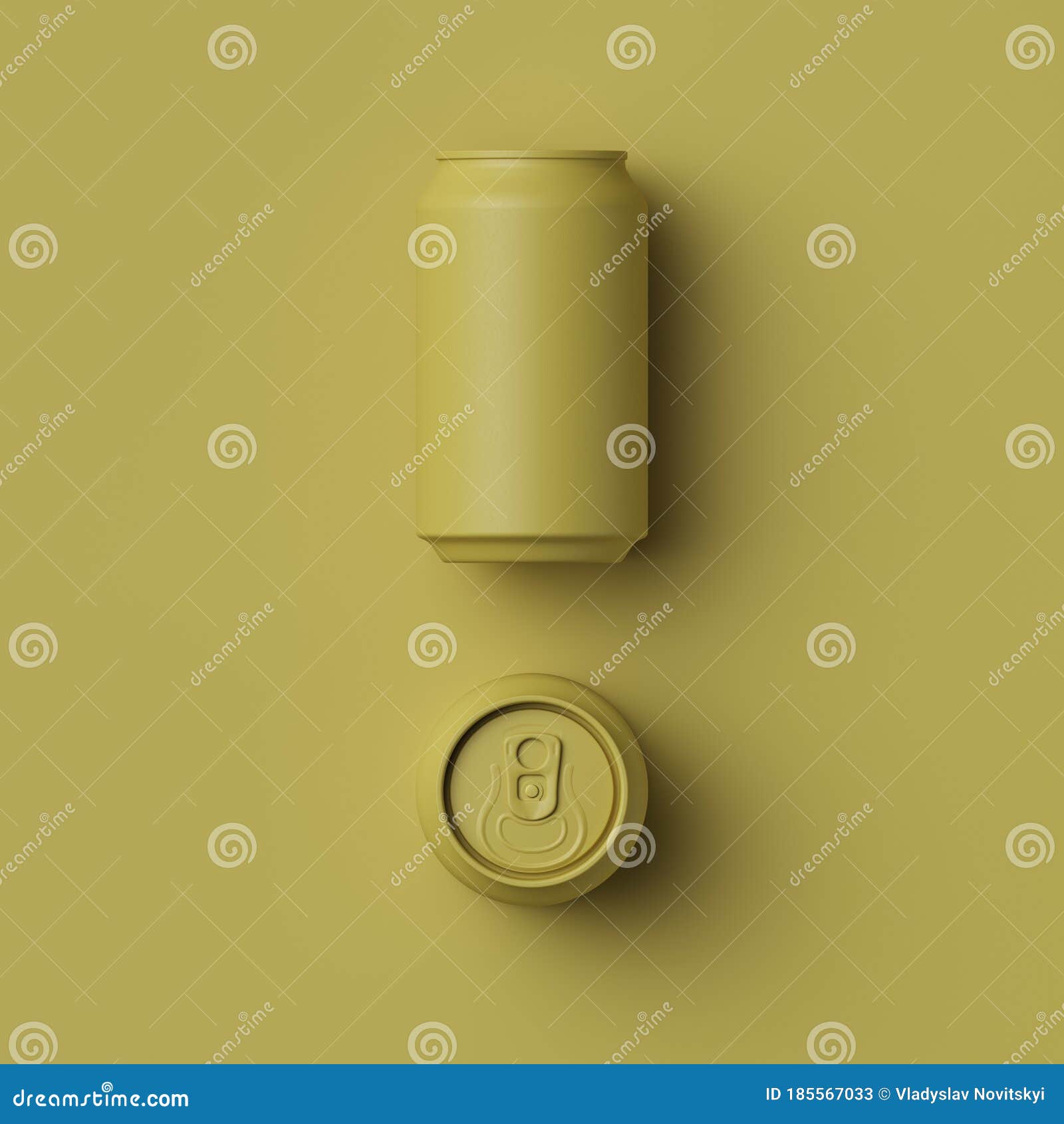 Yellow Classic Aluminum Can For Carbonated Drinks On A Yellow ...