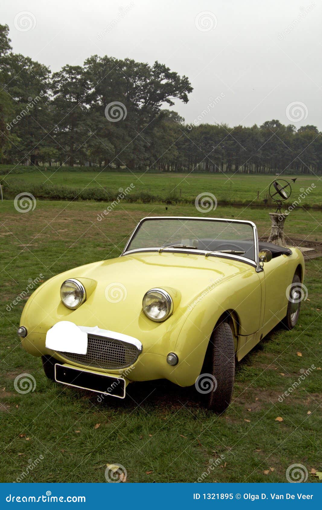 Yellow Classic Convertible Car Stock Image - Image of grill, meadow ...