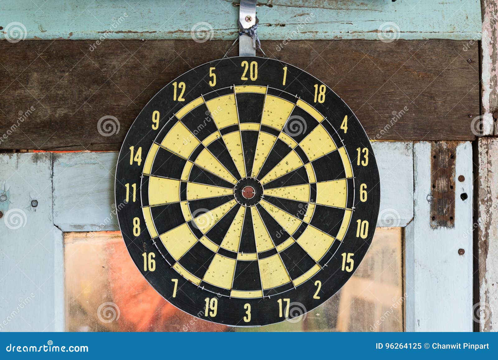 Yellow Classic Darts Board on the Old Window Stock Image - Image of ...