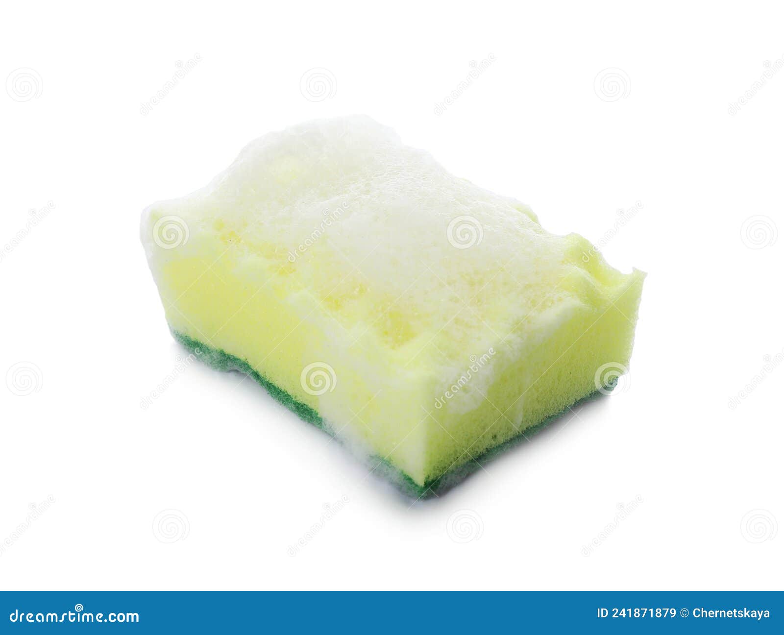 Yellow Cleaning Sponge with Foam on White Background Stock Image ...