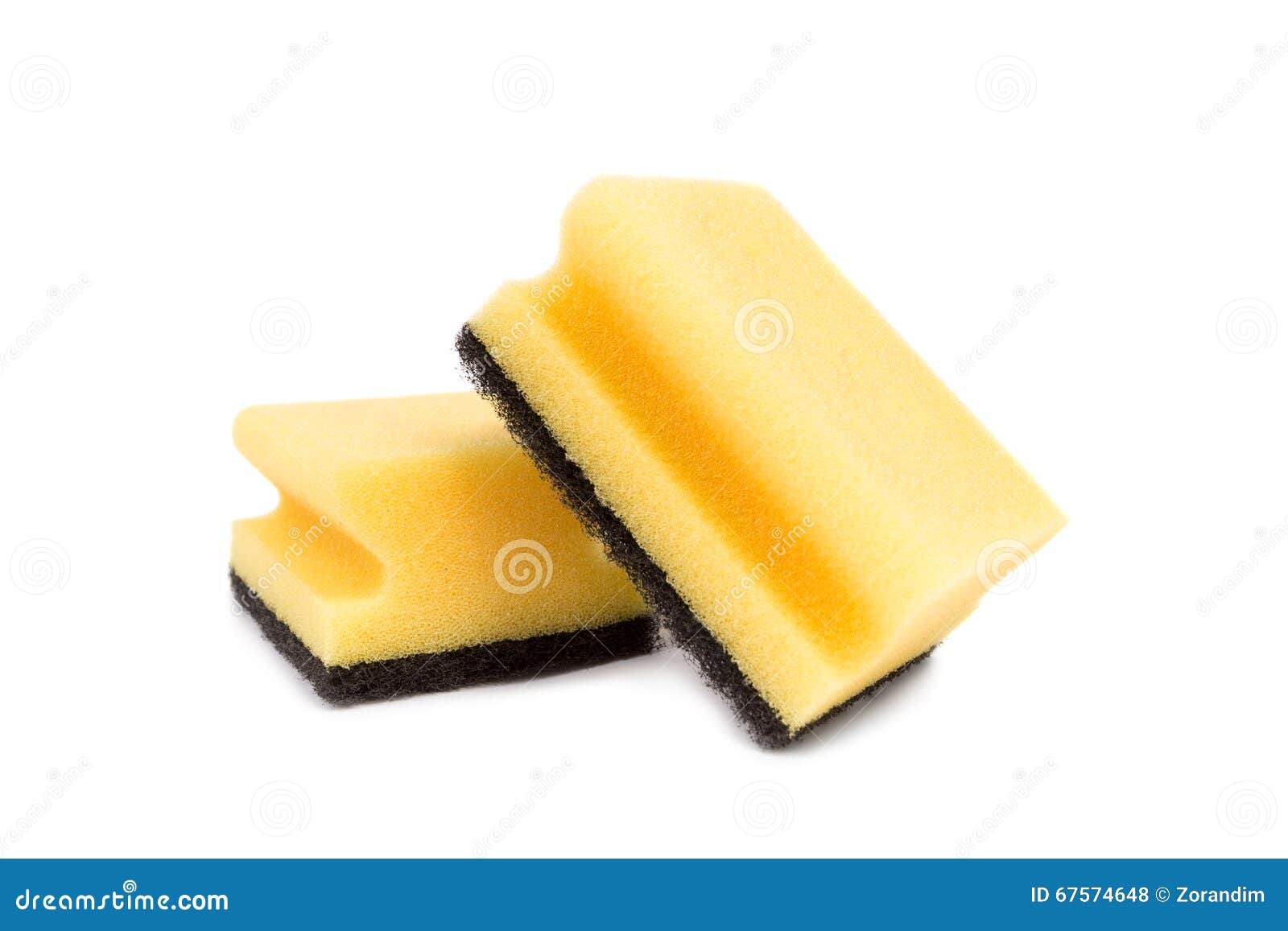 Yellow Cleaning Sponge With Scrub Isolated On White Background Stock ...