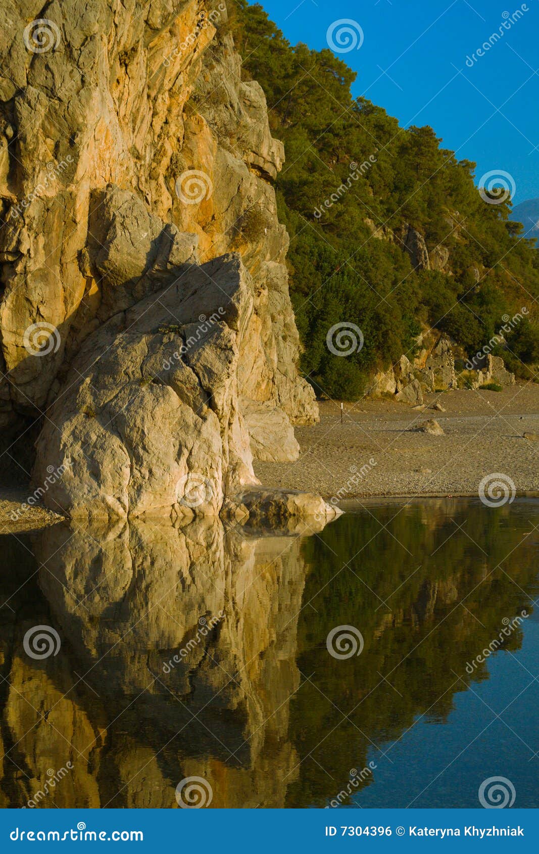 Yellow Cliff Over Calm River Stock Photo - Image of relaxation, scenery ...