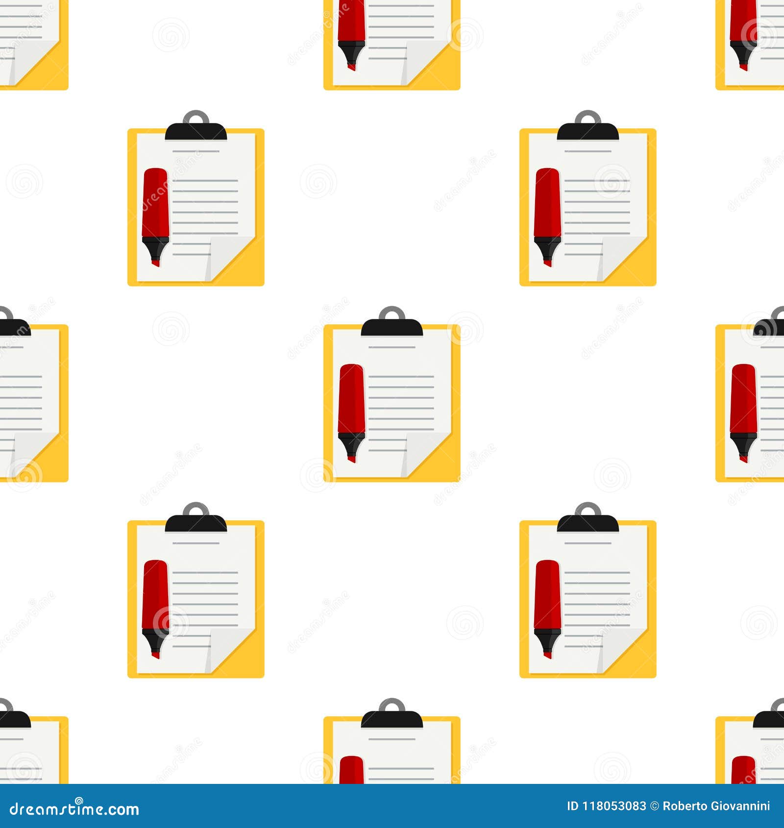 Yellow Clipboard Red Highlighter Pattern Stock Vector - Illustration of ...