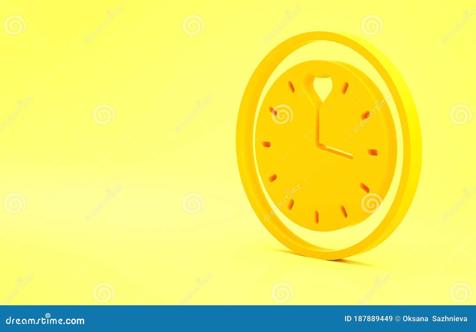 Yellow Clock Icon Isolated on Yellow Background. Time Symbol ...