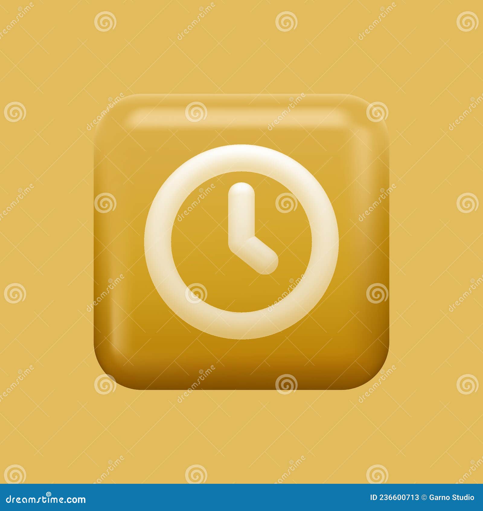 Yellow Clock Icon. Isolated 3D Square App Button Stock Vector ...