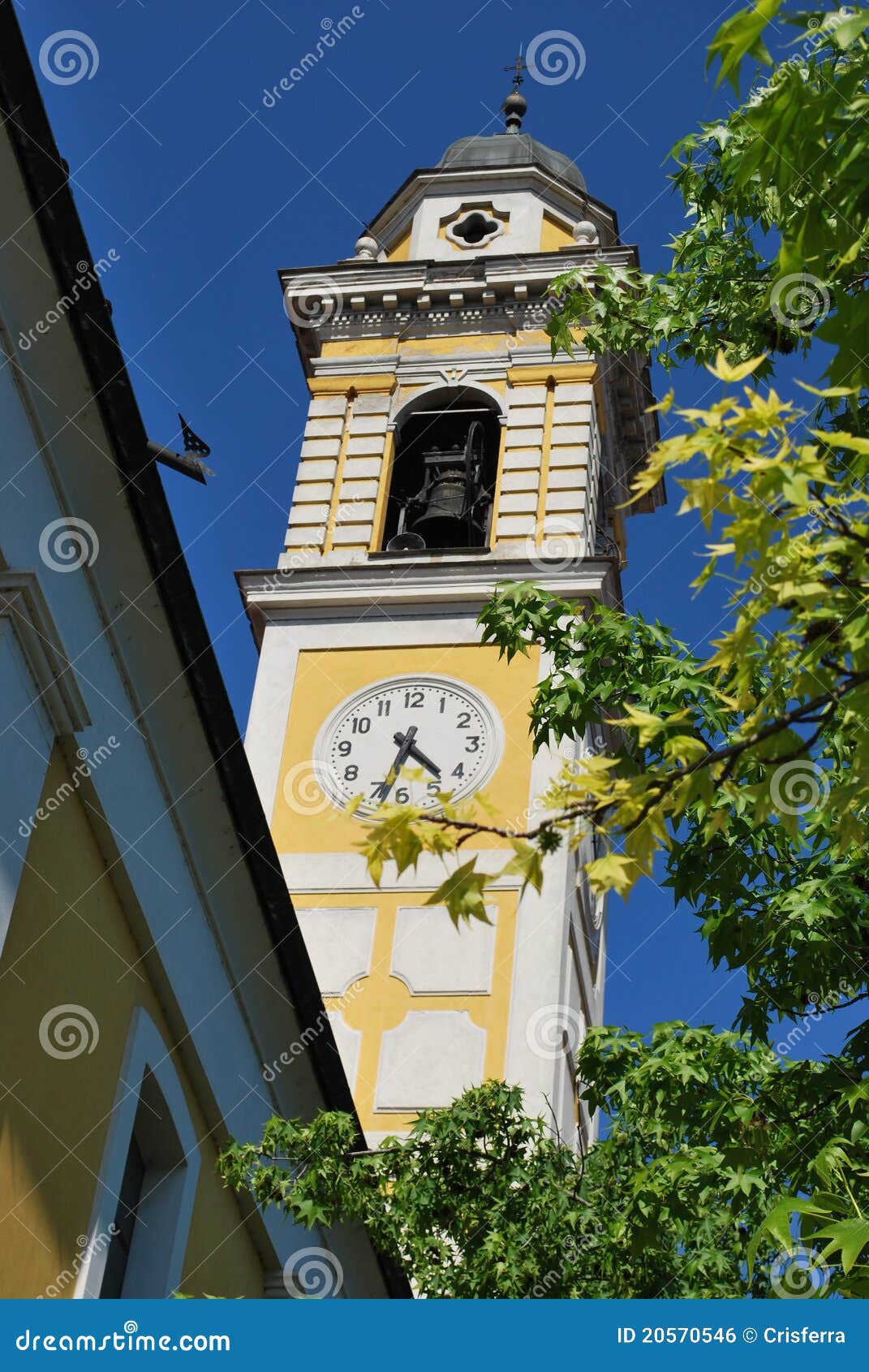 Yellow clock tower stock photo. Image of white, window - 20570546