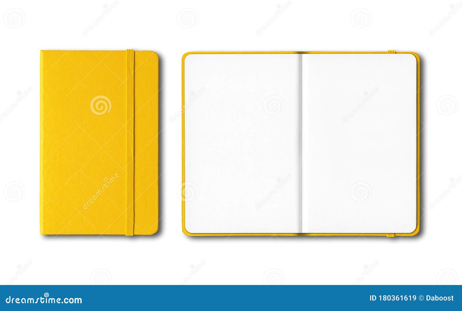 Yellow Closed and Open Notebooks Isolated on White Stock Image - Image ...